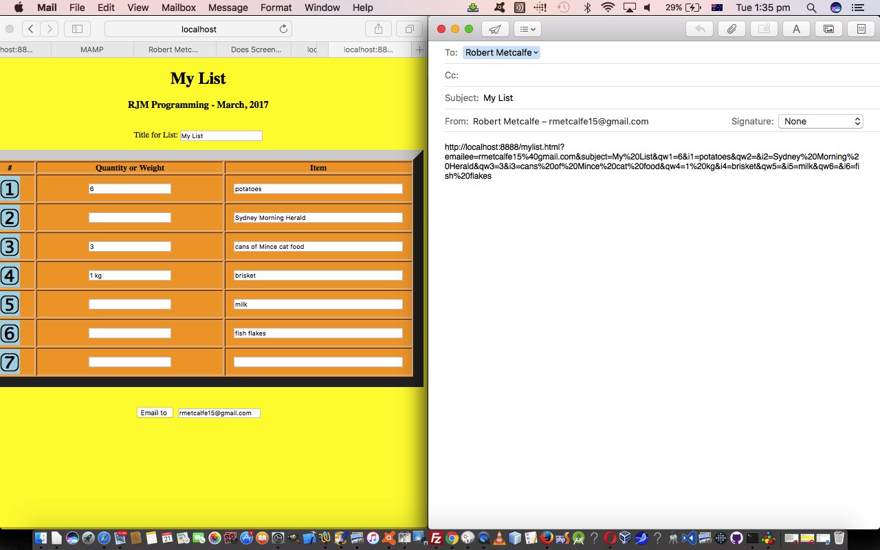 List Web Application Primer Tutorial Robert James Metcalfe Blog