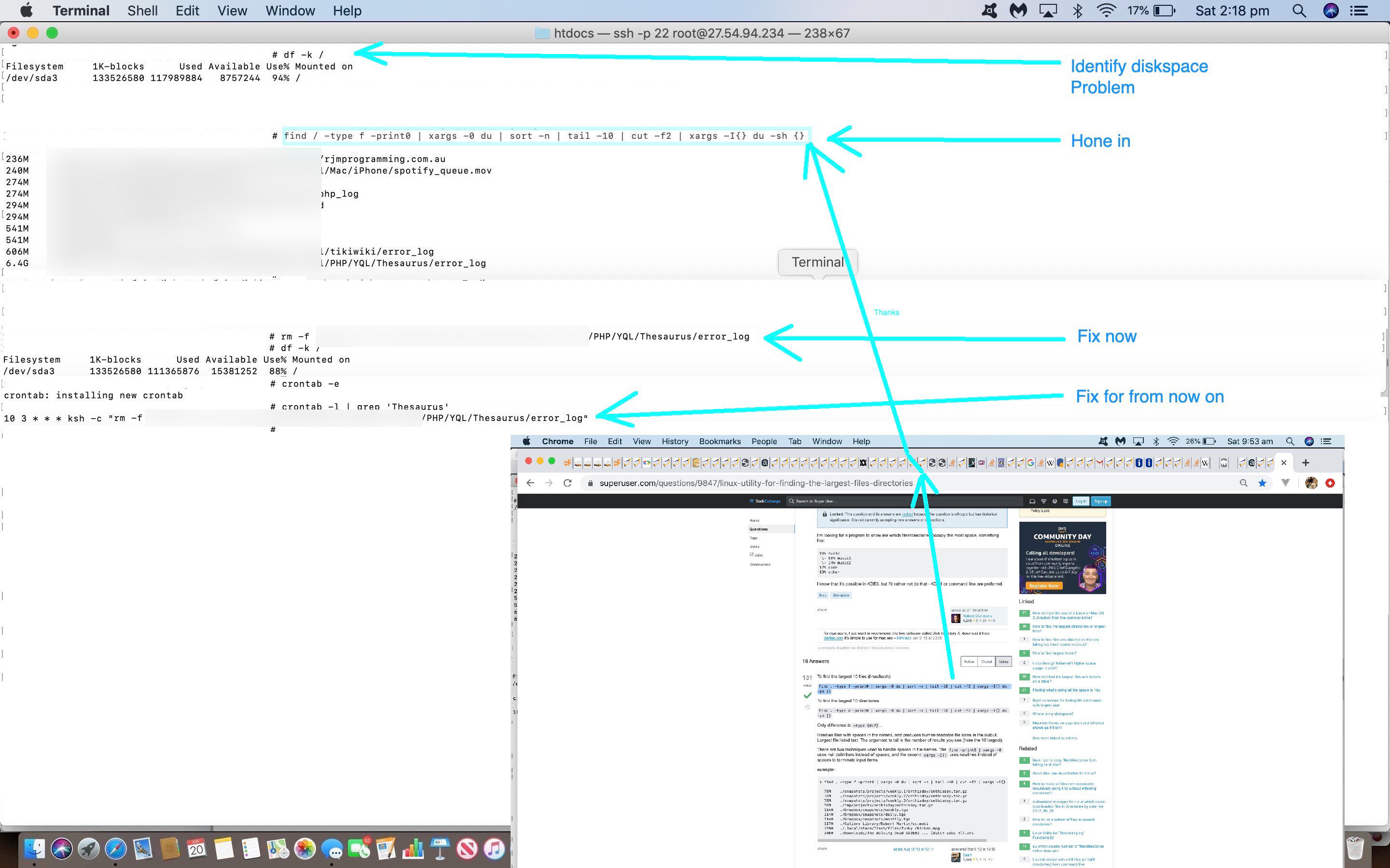 Troubleshooting Centos Web Server Logfile Diskspace Issue Tutorial Robert James Metcalfe Blog