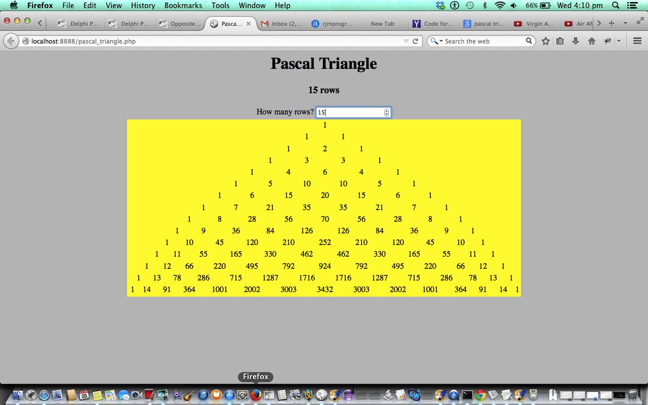 Phpjavascript Pascal Triangle Tutorial Robert James Metcalfe Blog