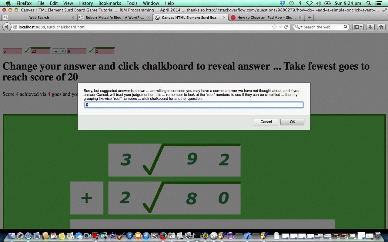 HTML/Javascript Canvas Surds Game Tutorial | Robert James Metcalfe Blog HTML/Javascript Canvas Surds Game Tutorial | Robert James Metcalfe Blog